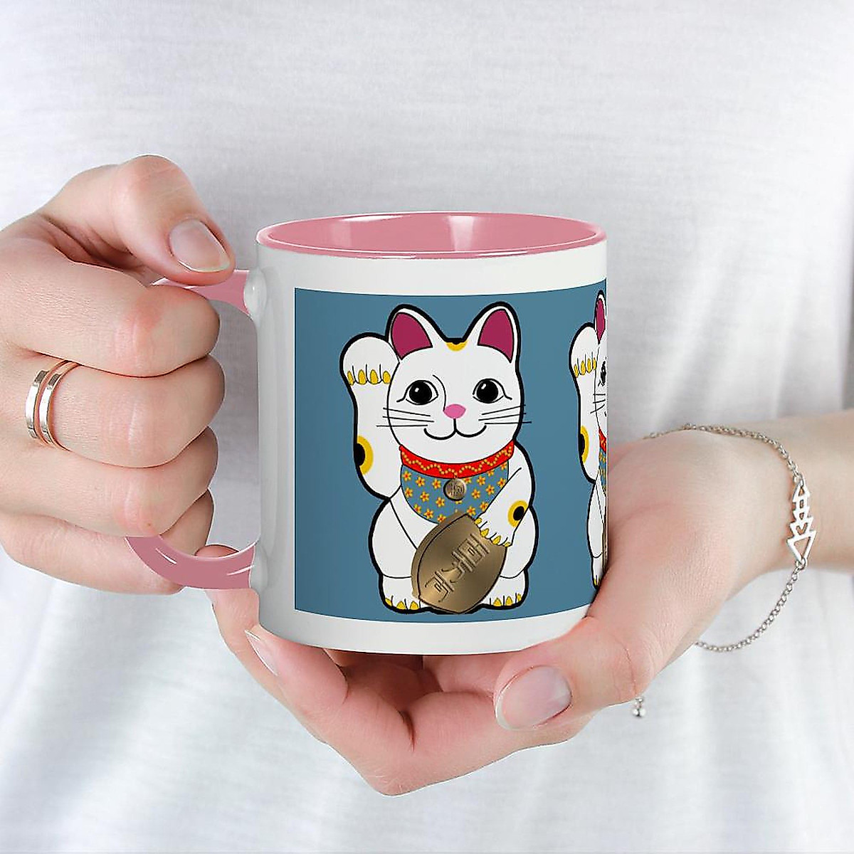 CafePress White Maneki Neko Mug Ceramic Coffee Mug, Tea Cup 11 oz