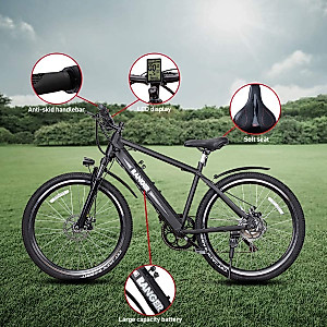 BRIGHT GG ebike 26" Electric Bike for Adults with 350W Motor and 36V 10Ah Built-in Lithium Battery,Mountain/Beach/City Electric Bicycle