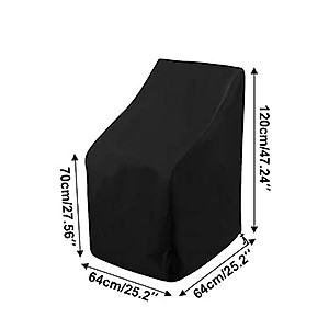 Stacking Outdoor Chair Cover Waterproof, Uranshin Outdoor Patio Furniture Covers Stacked Chairs 210D, Lounge Chair Covers Outdoor Stack Chairs for All Weather Protection, Black, 25" L x 25" W x 47”H
