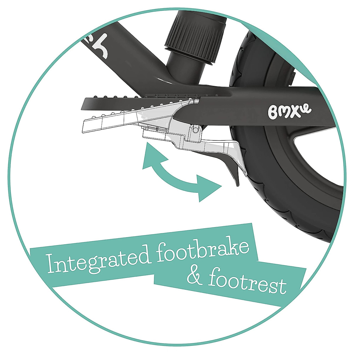 Chillafish Bmxie² Lightweight Balance Bike with Integrated Footrest and Footbrake for Kids Ages 2 to 5 Years, 12-inch Airless Rubberskin Tires, Adjustable Seat Without Tools, Blue