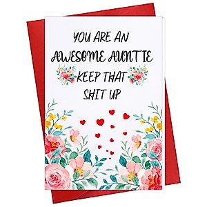 FLYAB Mothers Day Card for Aunt Auntie Funny Aunt Mothers Day Card from Niece Nephew You Are an Awesome Auntie Gift Card Happy Mother's Day Card with Envelope Birthday Gift Cards for Aunt Auntie