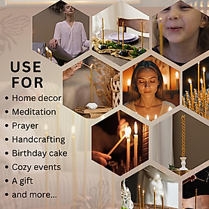 Danilovo Pure Beeswax Candles - No-Drip, Smoke-Less, Tall, Thin Taper Candles – Decorative Candles for Church Prayer, Decor or Birthday Candles – Honey Scented Candles – 6.3”x0.2” (50pcs)