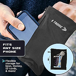 E Tronic Edge Phone Holder for Running, Cell Phone Arm Bands with Reflective Logo, Phone Strap Armband Fits iPhone and Android, Use for Running, Walking, Hiking and Biking, Black, Medium