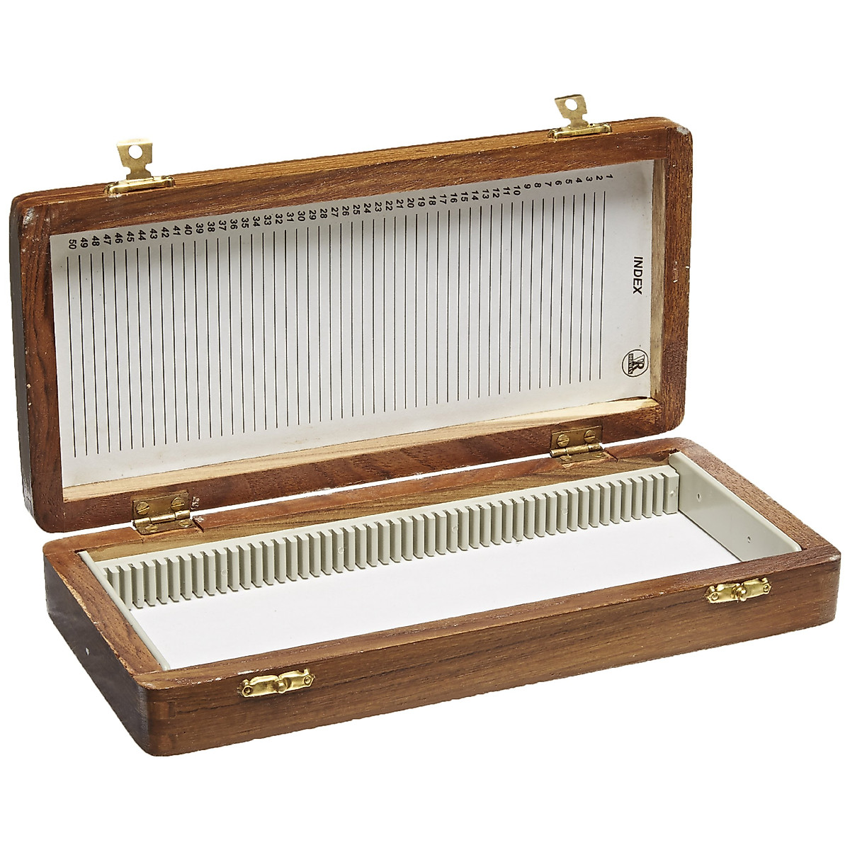 United Scientific WSB050 Wooden Slide Storage Box, Holds 50 Slides