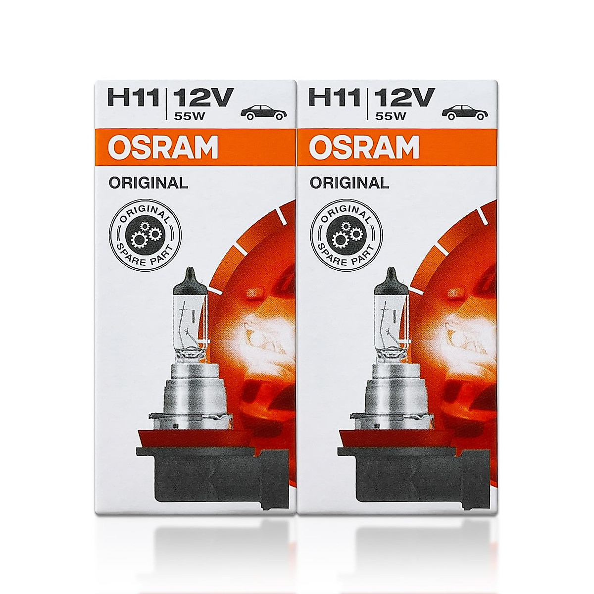 Osram H11 64211L+ DOT Original Standard Halogen Bulb 12V 55W 3800K PGJ19-2 Made in Germany/Pack of 2