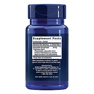 Life Extension Astaxanthin with Phospholipids 4 mg - For Eye & Heart Health + Metabolic & Cardiovascular Health - Supports Inflammatory & Immune Response - Gluten Free, Non-GMO - 30 Softgels