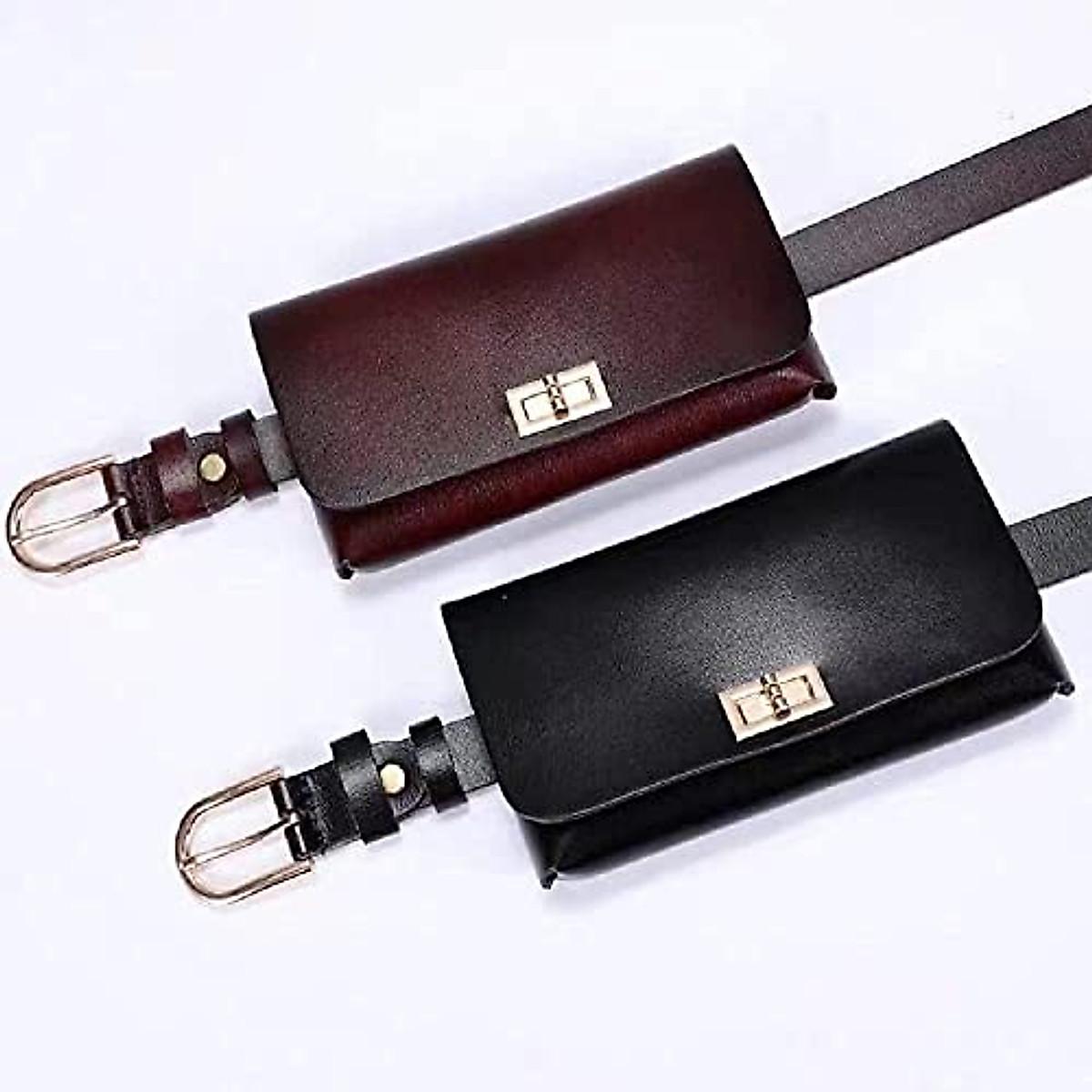 Fashion Belt for Women`s Dress and pants with Removable Mini Waist Bag, Cell Phone Pocket (Coffee), 43 inch