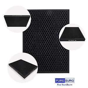 PUREBURG Replacement Filter Compatible with Membrane Solutions MSA3 MSA3S MSA3W MSA3-W Air Purifiers,2-Pack H13 HEPA Activated Carbon 3-Stage Filtration