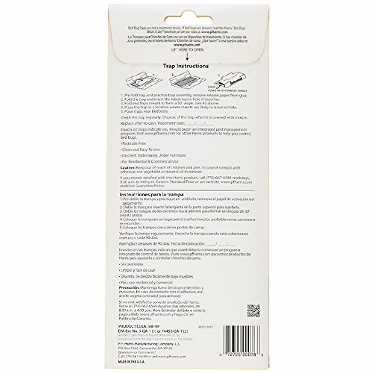 P F HARRIS Irresistible Lure Bed Bug Traps, 4 traps