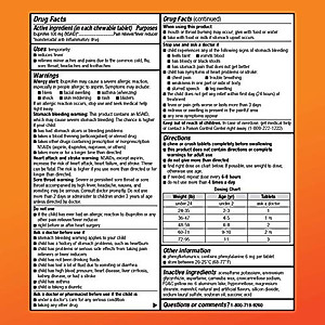 Amazon Basic Care Children's Ibuprofen Chewable Tablets, 100 mg, Orange Flavor, Pain Reliever and Fever Reducer, 24 Count