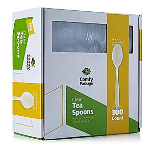 [300 Pack] Heavyweight Disposable Clear Plastic Tea Spoons