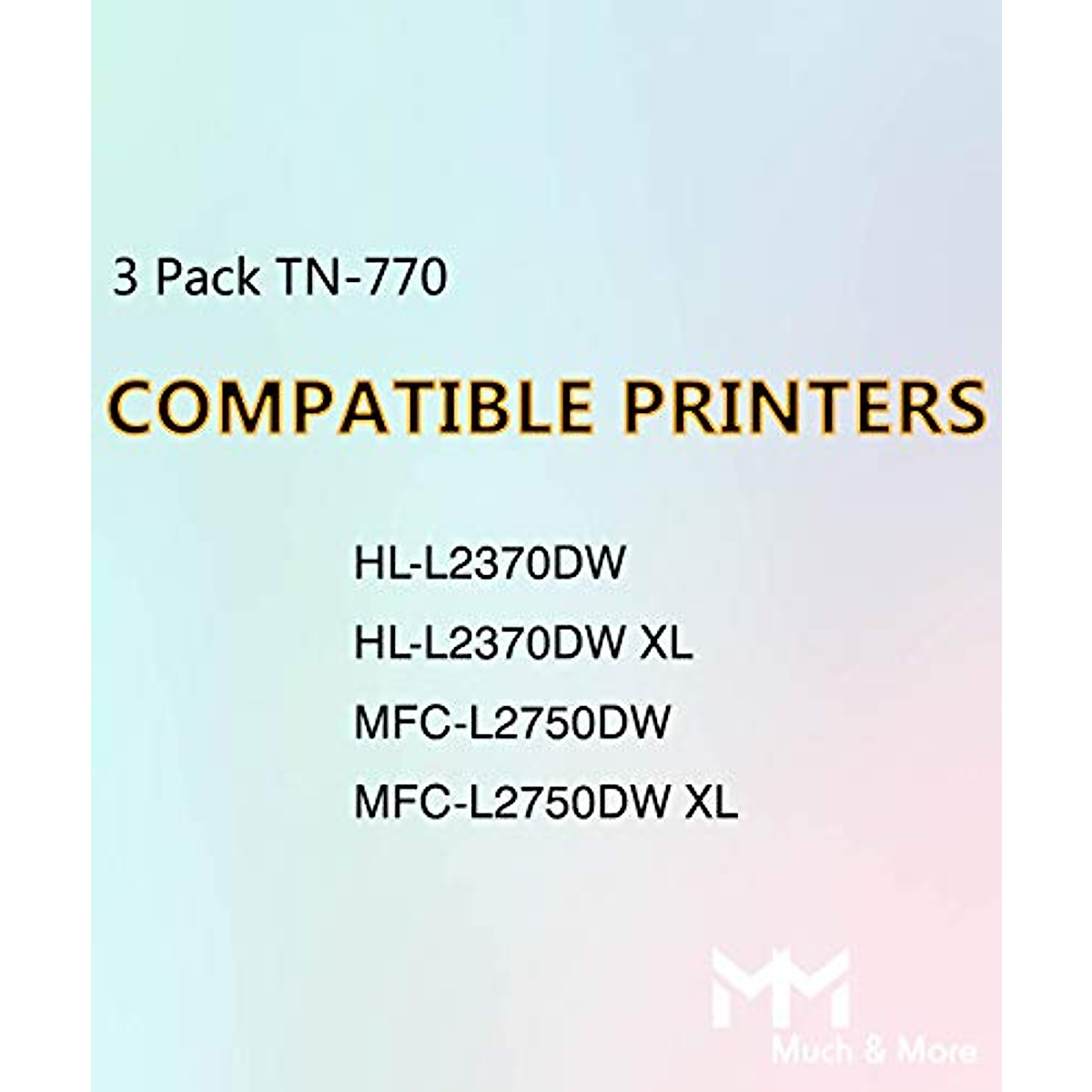 MM MUCH & MORE Compatible Toner Cartridge Replacement for Brother TN-770 TN770 TN760 to Used with HL-L2370DW HL-L2370DWXL MFC-L2750DW MFC-L2750DWXL Printers (3-Pack, Black)
