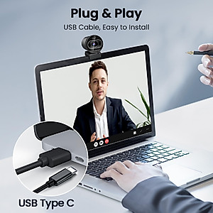 EMEET 4K Webcam for PC, S600 Webcam with Sony Sensor, 2 Noise Reduction Mics, 65°- 88° FOV, TOF Autofocus, Built-in Rotating Privacy Cover, 1080P@60FPS, Ideal for Video Calling/Zoom/Skype/Teams