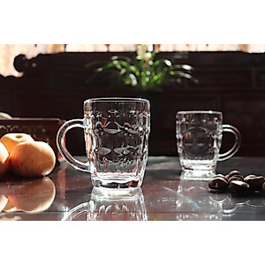 BothEarn 1 Pint Dimpled Beer Mug Set of 2 - Heavy British Pub Thick Glass with Handle - Stein Cup for Beer Lover in Home Party BBQ