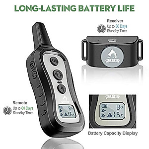 PATPET Dog Training Collar Dog Shock Collar with Remote - 3 Training Modes, Beep, Vibration and Shock, Up to 1000 ft Remote Range, Rainproof for Small Medium Large Dogs