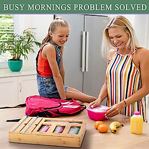 SWILLT - Premium Bamboo Ziplock Bag Organizer for Kitchen Drawer Organizer or Pantry Wall [Exclusive 3 Layer Top Design] -Integrated 2 in 1 Aluminum Foil and Plastic Wrap Dispenser with Cutters- The Perfect Deals/ Holiday Organization Gift