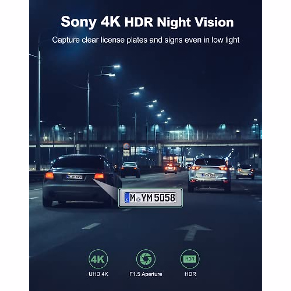 Yeecore D11 Dash Cam 4K, Built in WiFi GPS, Touch Screen Mini Car Camera Front, Sony Night Vision, Parking Monitor, Loop Recording G-Sensor, Dash Camera for Cars with Free App, HDR and Starvis Sensor