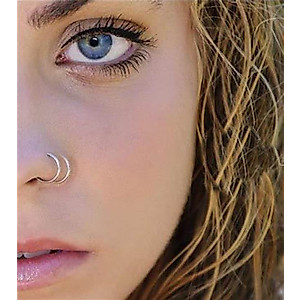 D.Bella Spiral Nose Ring for Single Piercing - Surgical Steel Nose Hoop in Silver, Rose Gold and Black