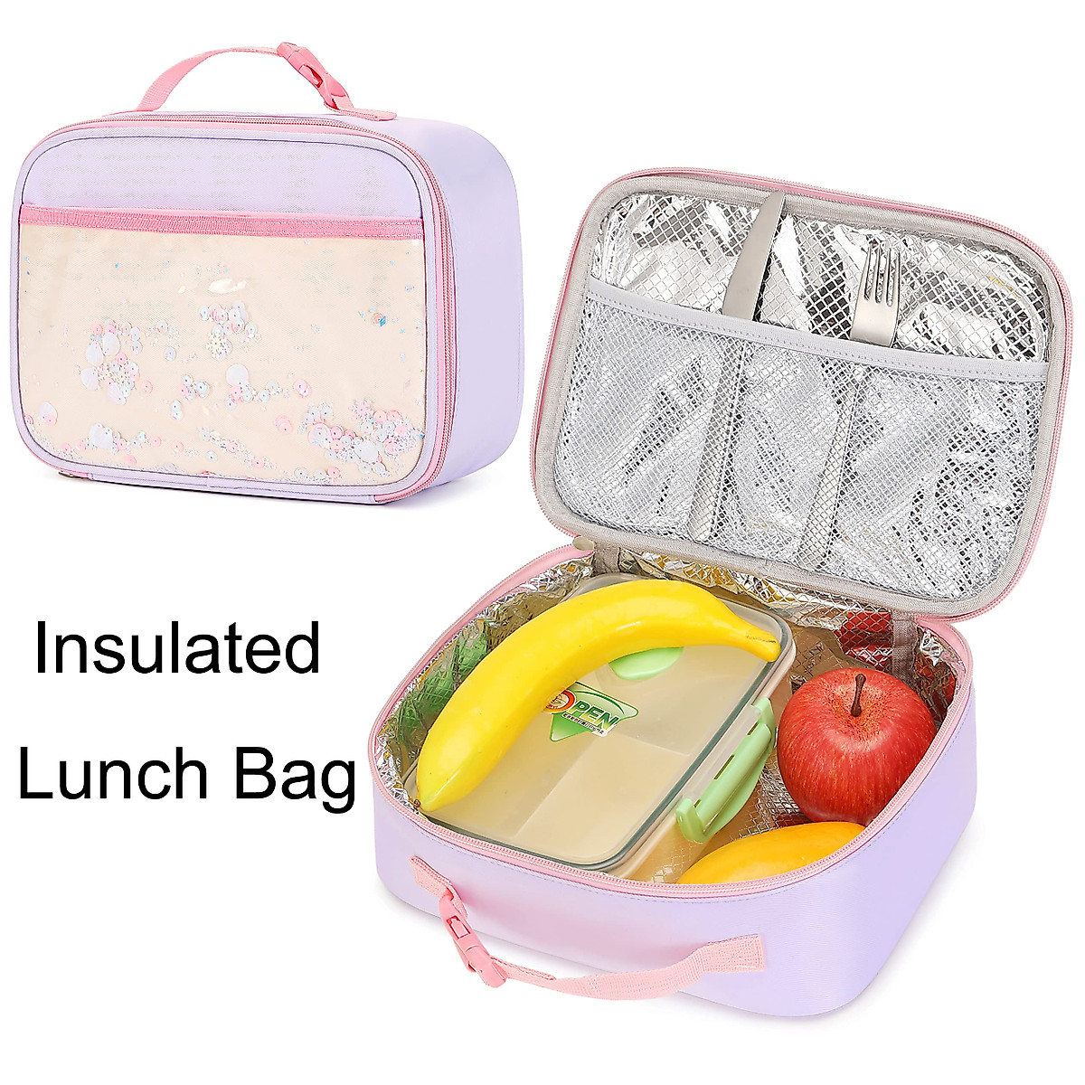 nine-tailed fox Bunny Backpack for Girls,Cute Backpack With Lunch Bag Kindergarten Preschool Elementary School Bookbag Set (Lunch Bag Sets Pink)