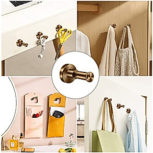 Kayfia 4 Packs Towel Hooks for Bathrooms Metal Bathroom Bathroom Hooks Wall Hooks Towel Hook for Hanging Coats Robes Toilet Living Room Office (4, Bronze)