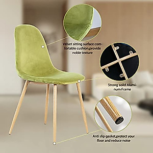 KAIDYSENY Mid Century Dining Chairs Set of 4 - Upholstered Velvet Modern Dining Room Chairs with Metal Legs, Shell Lounge Side Chairs for Kitchen, Dining,Bedroom, Living Room, (Yellow)