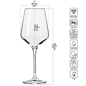 Krosno Large White Wine Glasses | Set of 6 | 13.2 oz | Avant-Garde Collection | Crystal Glass | Perfect for Home, Restaurants and Parties | Dishwasher Safe