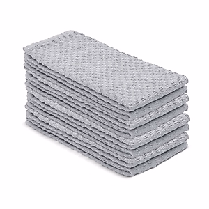 DG Collections Terry Dish Towels, 100% Cotton Kitchen Towels, Set of 8 (15x25 inch) Hand Towels - 400 GSM, Absorbent Terry Cloth Dish Towels for Kitchen, Soft Tea Towels - Ash Grey Color