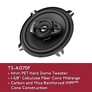 TS-A1370F A Series 5.25” 300 Watts Max 3-Way Car Speakers Pair with Carbon and Mica Reinforced ...
