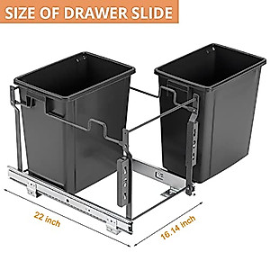 Coralov Pull Out Trash Can Under Cabinet Kitchen 16 Gallon/64 Qt. Dual Trash Bins Suit for Minumum 18 inch Wide Cabinet Slide Out Cabinet Trash Can - Grey