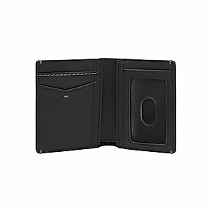 Fossil Men's Joshua Vegan Cactus Slim Minimalist Bifold Front Pocket Wallet, Black, (Model: ML4462001)