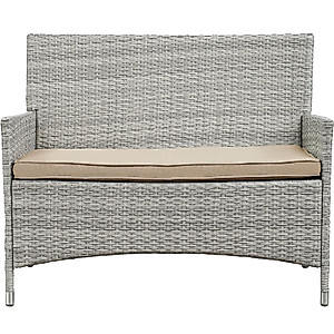 Modway Bridge Wicker Rattan 4-Piece Outdoor Patio Furniture Set in Light Gray Beige