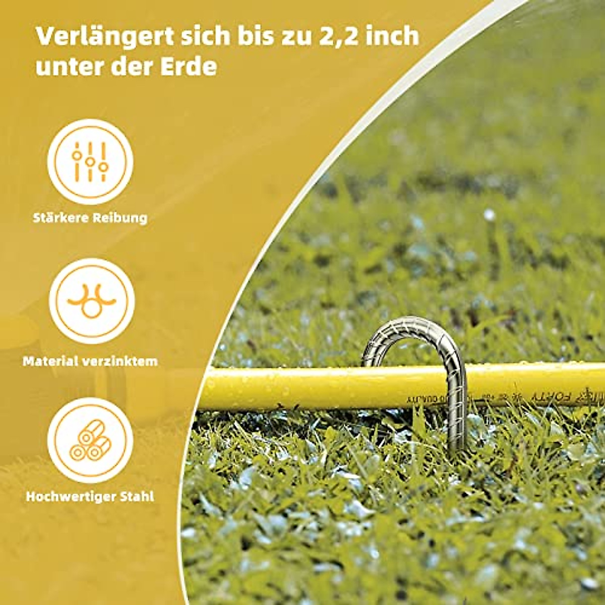 Rebar Stakes J Hook Extra Heavy Duty,【12 inch Long Enough】1/4 inch Rust Proof Coated Steel Ground Stakes Ground Anchors, Garden Stake Metal Stakes Tent Stakes Trampoline Anchors with Chisel Point End