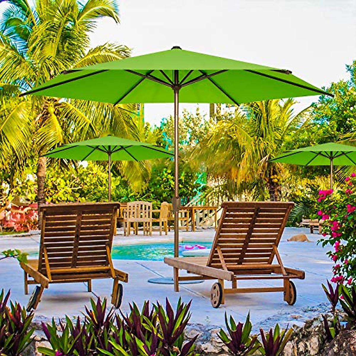 Ogrmar 9 FT Patio Umbrella Outdoor Table Umbrella with Push Button Tilt and Crankfor Terrace, Backyard, Garden, Courtyard, Swimming Pool, Lawn (Pear Green)