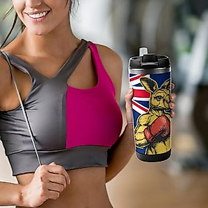 Boxing Kangaroo Australia Flag Travel Coffee Mug Reusable Insulated Drinking Cup with Lid for Home Outdoor Works 13 Oz