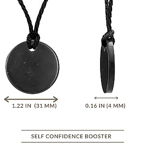 QUANTHOR Shungite Stones Protection Necklace | Authentic from Karelia Shungite Crystal with Carbon Fullerenes | Bad Energy Protection Shungite Necklace (Round)