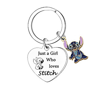 Waeceip Stitch Keychains Stitch Gifts for Girls Stitch Stuff Stitch Gift Ideas Birthday Decorations Gifts for Friends Gifts Just A Girl Who Loves Stitch