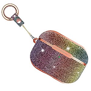 WETAL Girls Bling Case for Apple Airpods Pro Case Cover, Stylish Glitter Protective Case Skin with Keychain Compatible with Airpod Pro, Multicolor