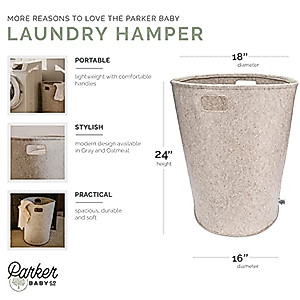 Parker Baby Nursery Laundry Hamper - Felt Storage Basket and Baby Hamper for Nursery (Oatmeal)