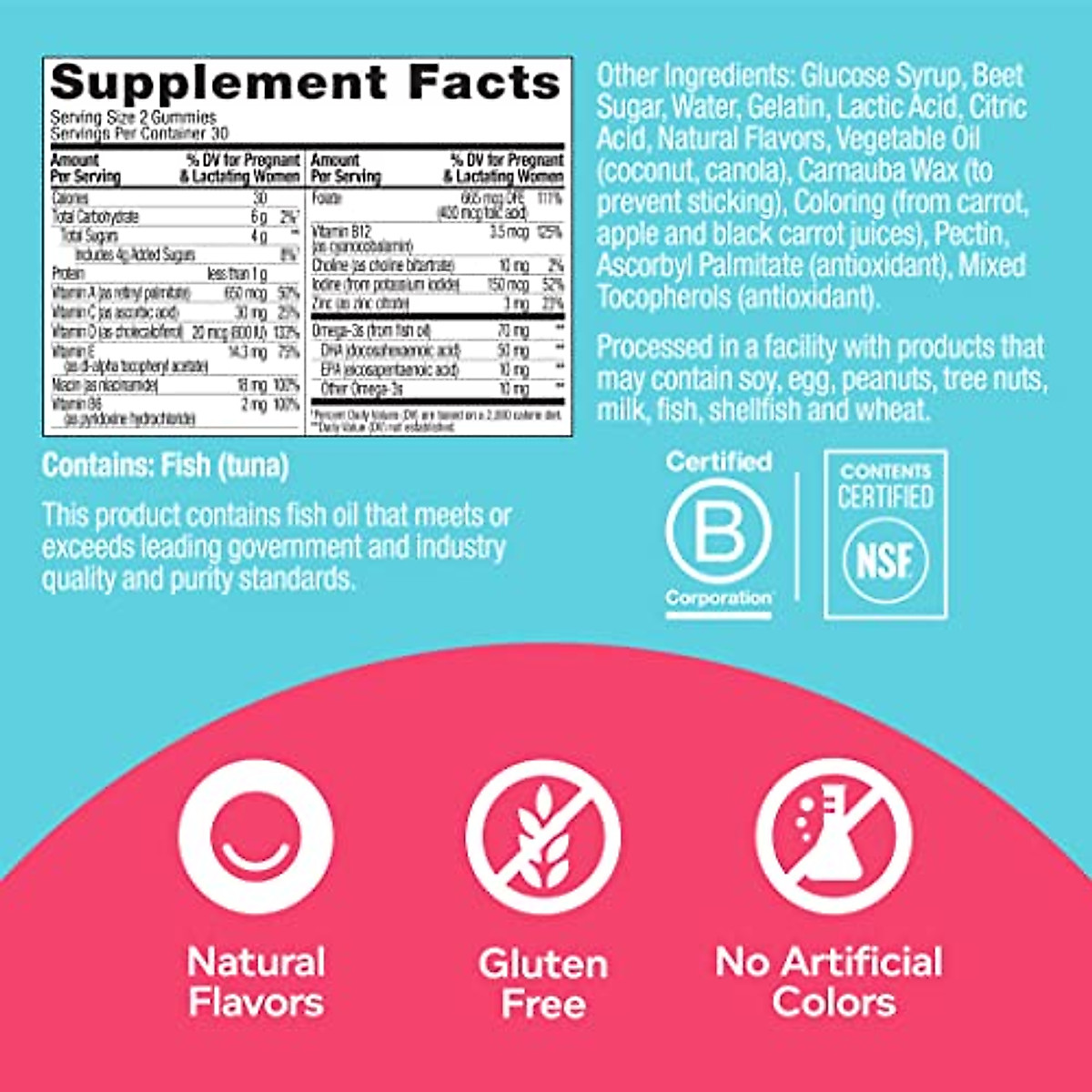 Olly The Essential Prenatal Gummy Multivitamin, 30 Day Supply ( Gummies), Sweet, Folic Acid, Vitamin D, Omega 3 DHA, Chewable Supplement, White Citrus, 60 Count (Pack of 1)