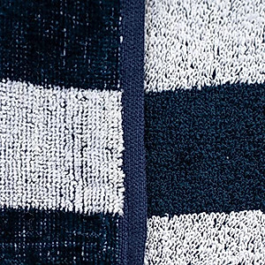 SUPERIOR 100% Egyptian Cotton, 450 GSM, Yacht Club Oversized Beach Towel (Set of 2) 34”x 64”, 2-Ply, High Absorbency Nautical Striped Anchor Pattern