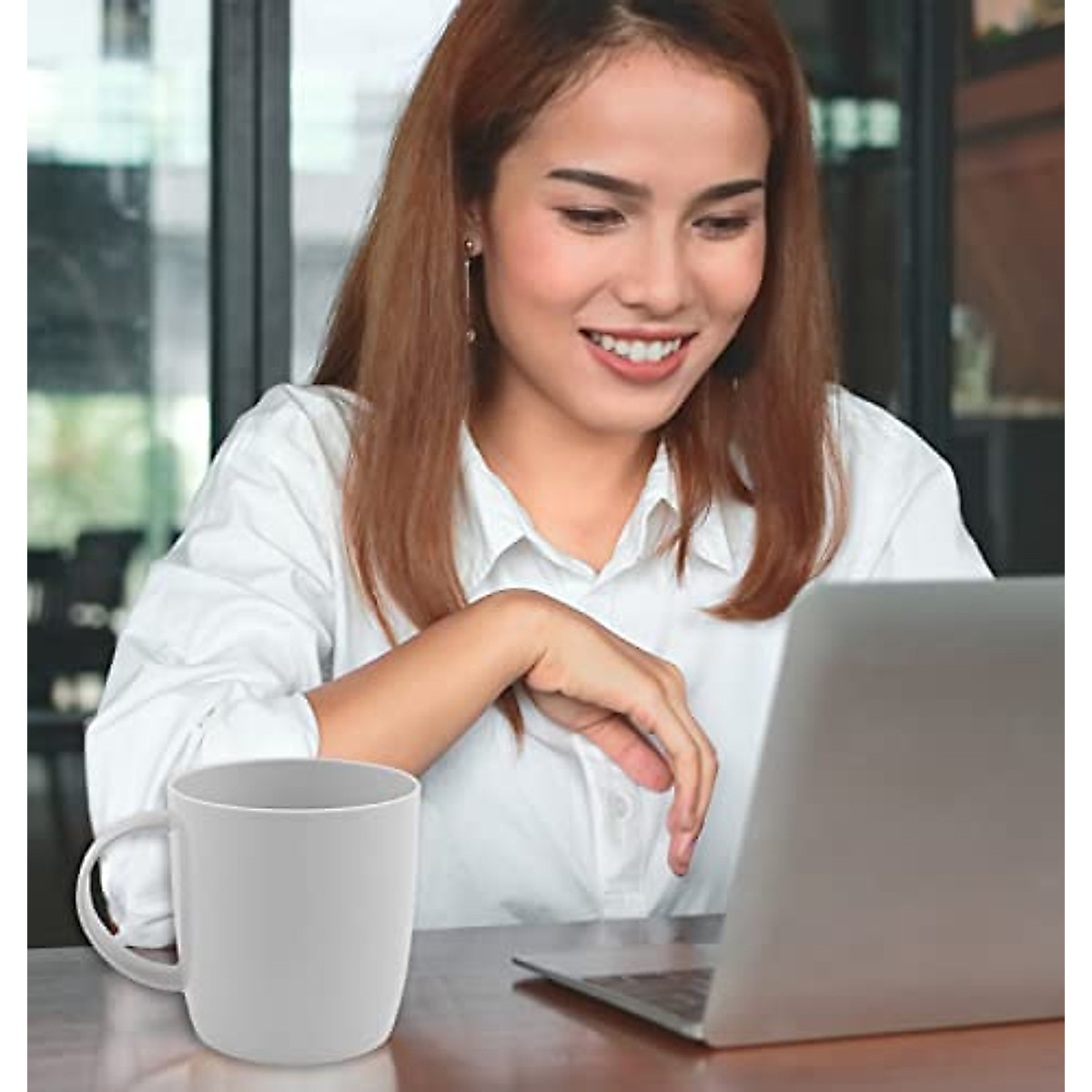 fulong Reusable Plastic Drinking Cup with Handle, BPA Free Microwave & Dishwasher Safe Food Grade PP 13 Ounce Coffee & Milk Mug Set of 5 (Pink)