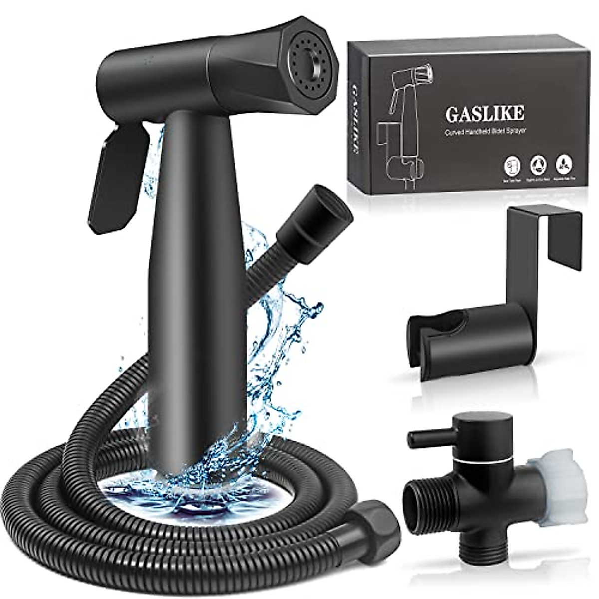 【Upgrade】Brass Handheld Bidet Sprayer for Toilet–Premium Stainless Steel Handheld Bidet Attachment for Toilet with 2 Water Adjustment, Perfect for Intimate Care, Cloth Diapers, Toilet Cleaner (Black)