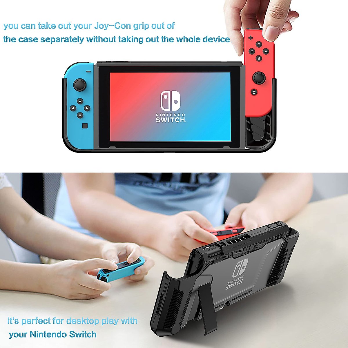 PiMivco Dockable Case for Nintendo Switch 2017,Protective Case Compatible for Nintendo Switch and Joy-Con Controller ,TPU Grip Cover with Shock-Absorption and Anti-Scratch Design(Black)…