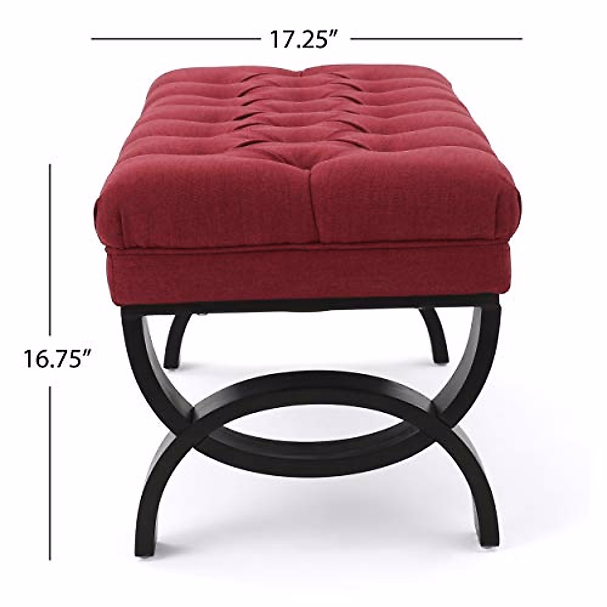 Christopher Knight Home Scarlett Tufted Fabric Ottoman Bench, Deep Red