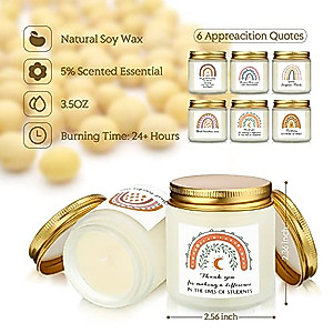 6 Jar Teacher Appreciation Gifts Bulk Teacher Candles with 3 Scents Thank You Gifts Best Teacher Scented Soy Wax Candles Teacher Valentine Gift for Women Teacher, 3.5 oz