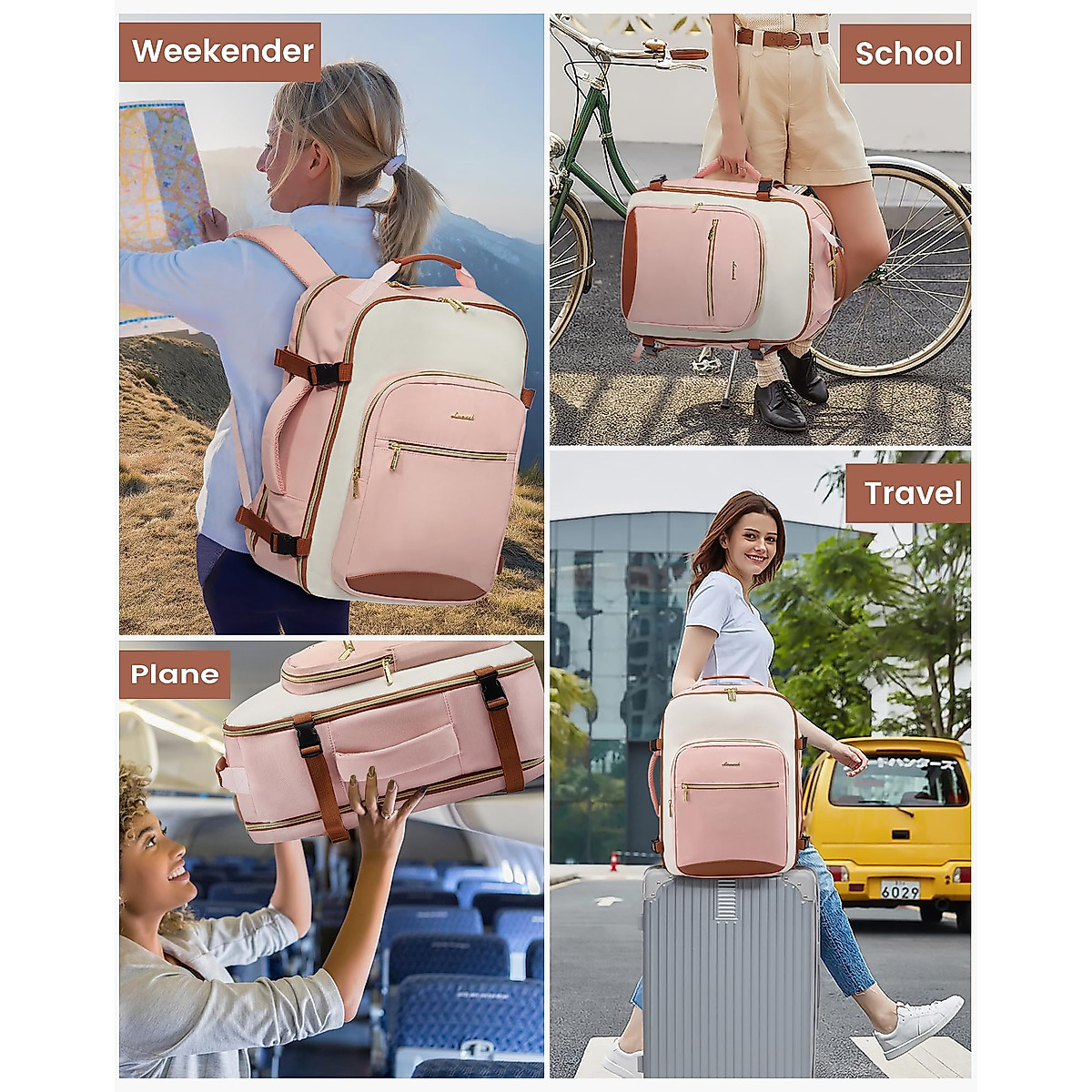 LOVEVOOK Large Travel Backpack for Women & Men, 40L Carry on Backpack for Airplanes, TSA Personal Item Travel Bag fits 17" Laptop, Waterproof Travel Essentials Airline Approved with 3 Packing Cubes