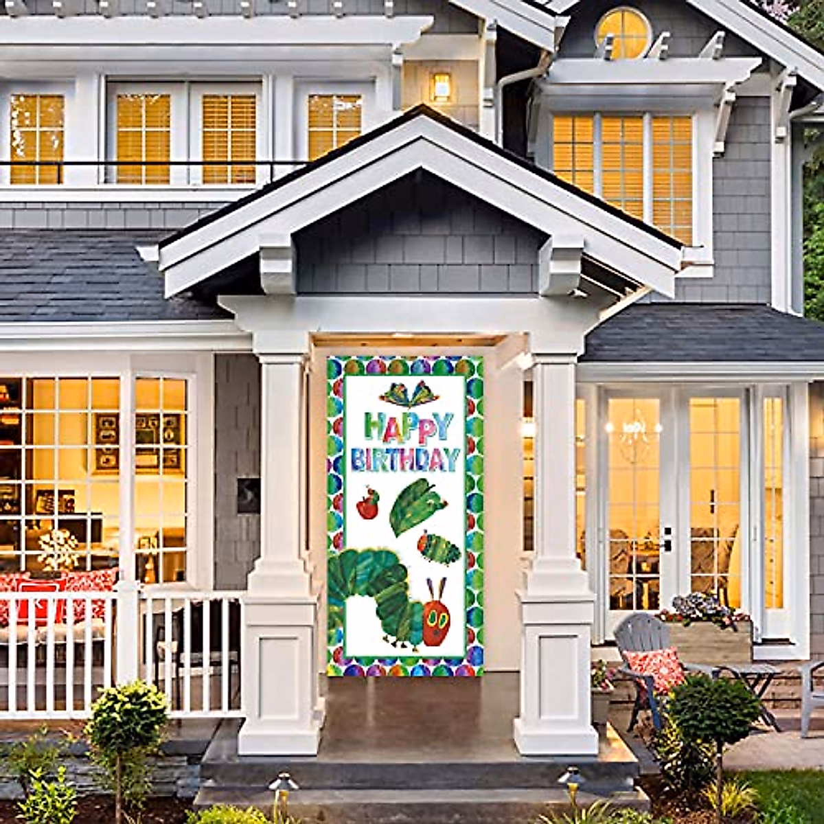 Cartoon Very Hungry Little Green Caterpillar Happy Birthday Banner Backdrop Supplies Favors Insects Theme Decor for 1st Birthday Party Baby Shower Photo Studio Booth Props Background Decorations