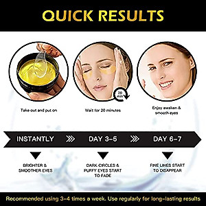 VANELC 24k Gold Eye Mask，Collagen Under Eye Patches，Eye Treatment Mask, Under Eye Bags Treatment, Under Eye Masks for Puffy Eyes, Anti-Aging,Anti-Wrinkle and Fine Lines, Under eye Dark Circles