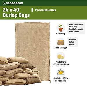 Sandbaggy - Large Burlap Bags 24" x 40" - Burlap Sack Race Bags for Kids & Adults - Premium Quality Burlap Bags for Vegetables- Bad Weather/Frost Protection - Pack of 4 - Great as Potato Sacks