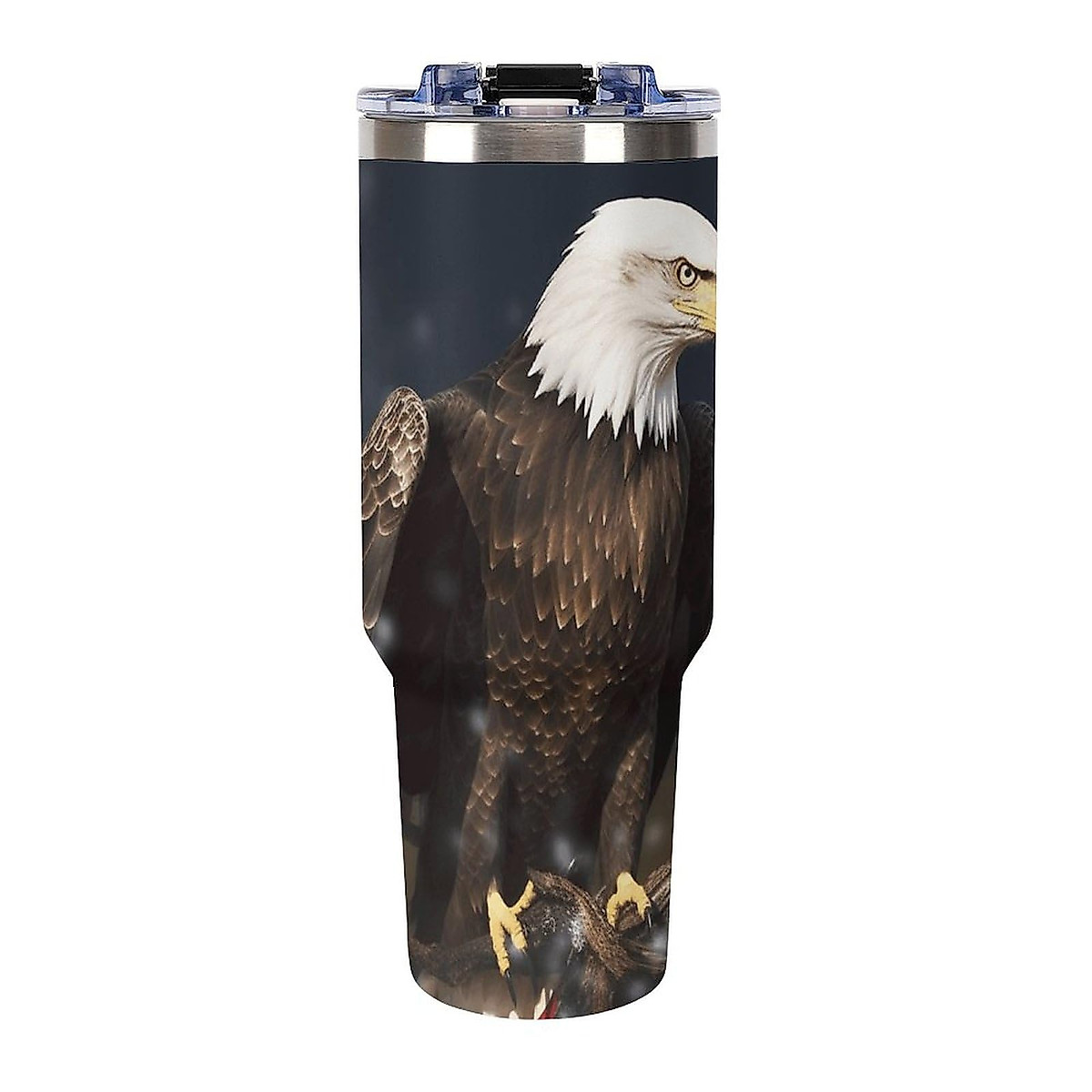 HJUQNGF 40 Oz Personalized Tumbler with Handle And Straw Eagle Stainless Steel Insulated Tumblers Reusable Car Thermal Cup Travel Coffee Mug for Women Men